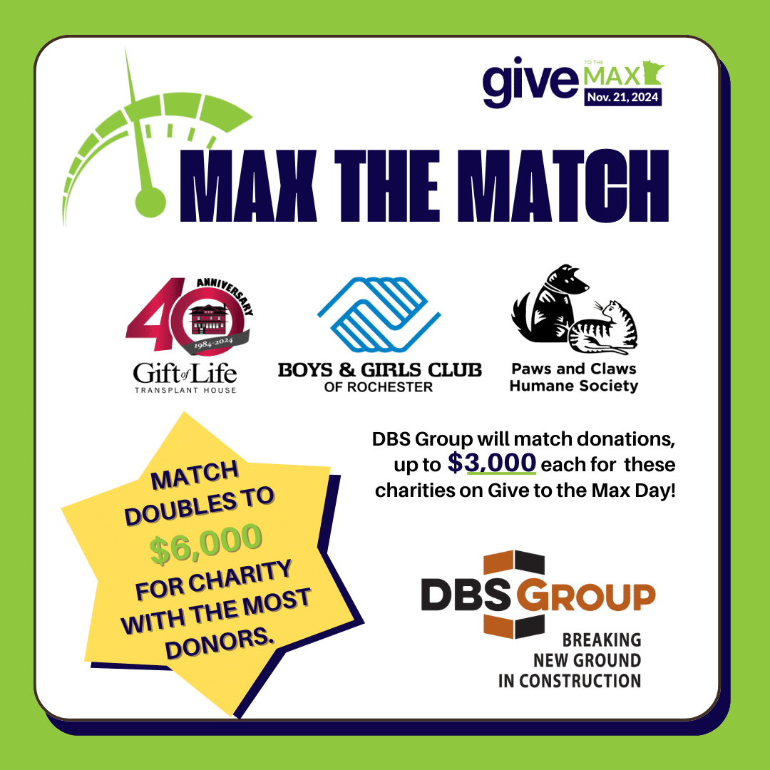 "Max the Match" campaign to support Rochester charities - DBS Group, LLC